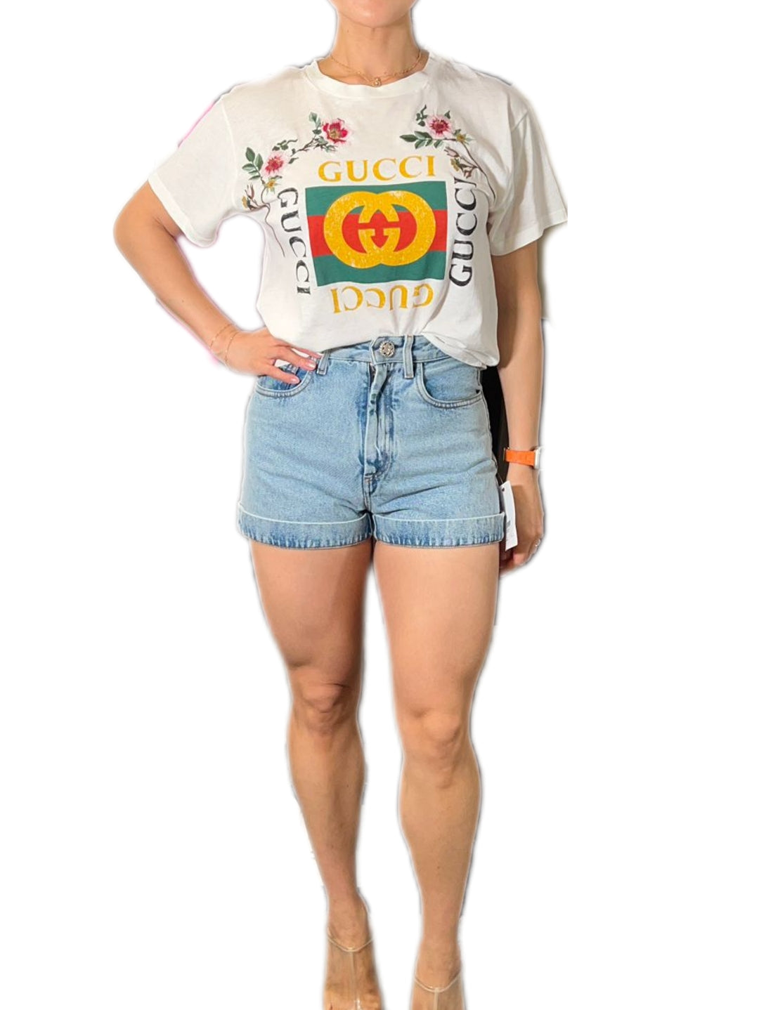 Alexandra Rich Denim Shorts with Crystal Button - size 25 – The Edit